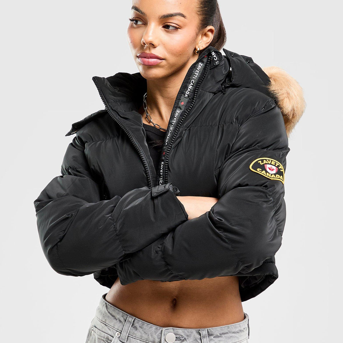 Black Zavetti Canada Bellucci Crop Jacket - JD Sports Malaysia
