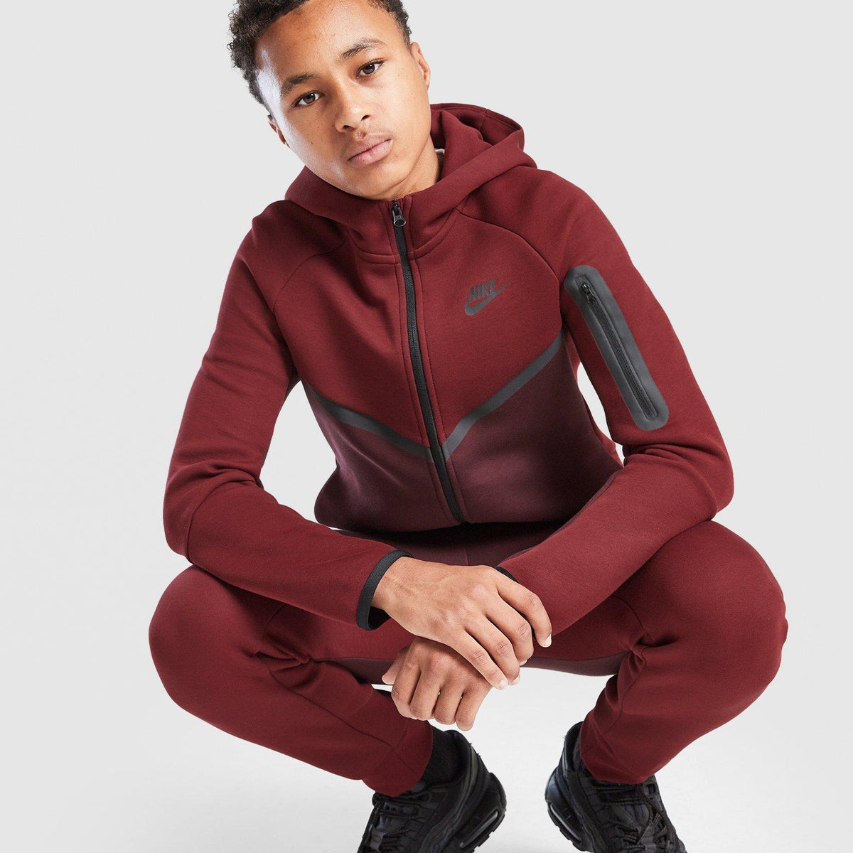 Red Nike Tech Fleece Full Zip Hoodie Junior - JD Sports Malaysia