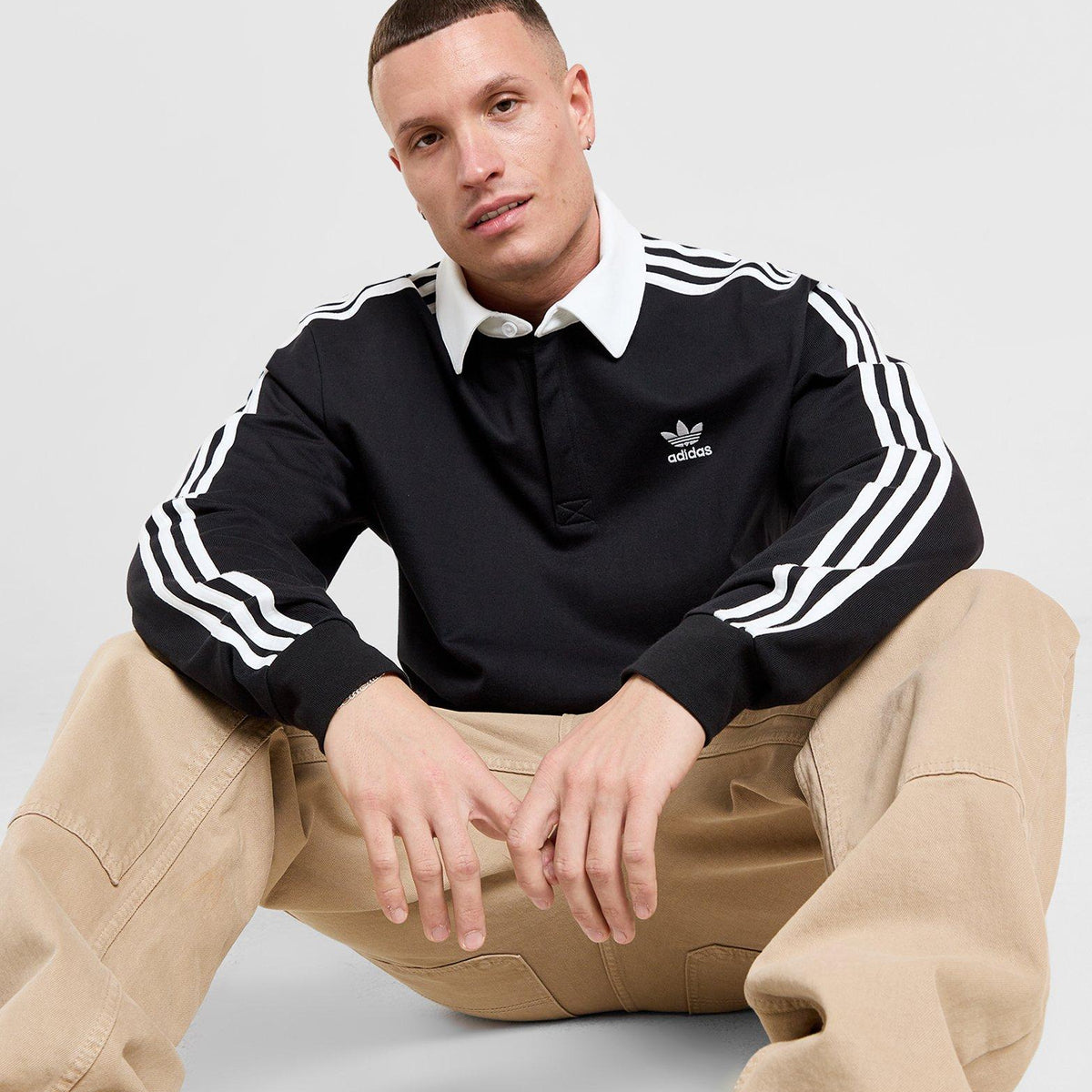 Black adidas Rugby Long Sleeve Polo Shirt - JD Sports Malaysia