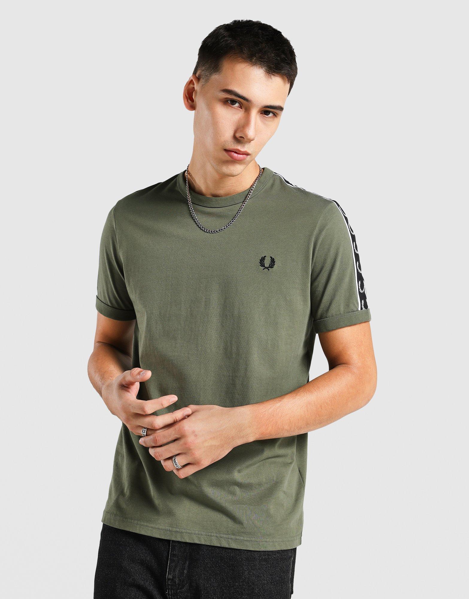 Green Fred Perry Tape Ringer T-Shirt - JD Sports Malaysia
