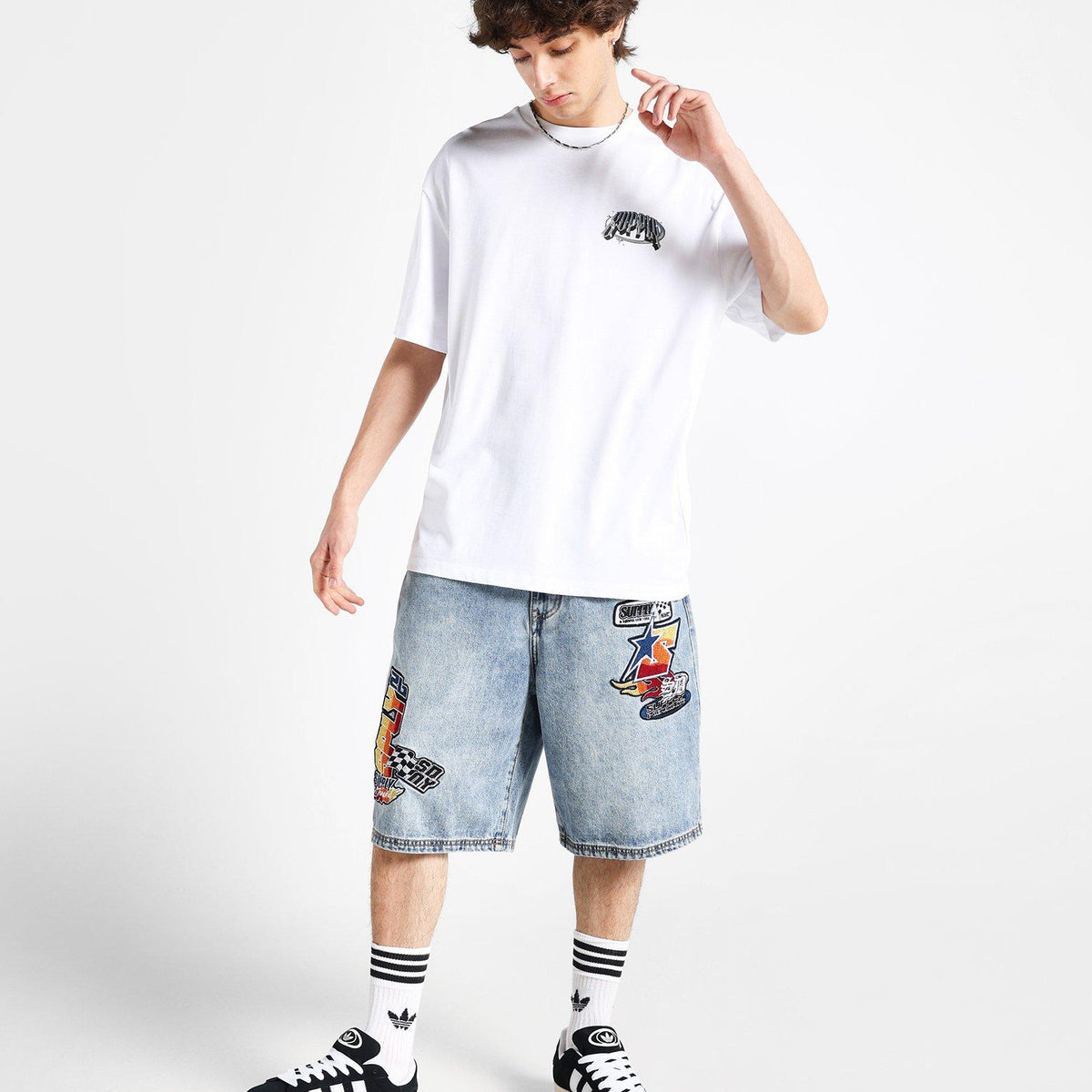 Blue Supply & Demand Buddy Straight Washed Denim Shorts - JD Sports ...